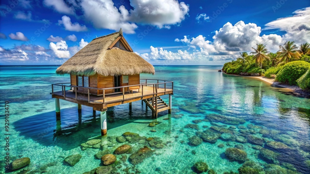 Serenity awaits in this luxurious thatched-roof overwater bungalow with ...