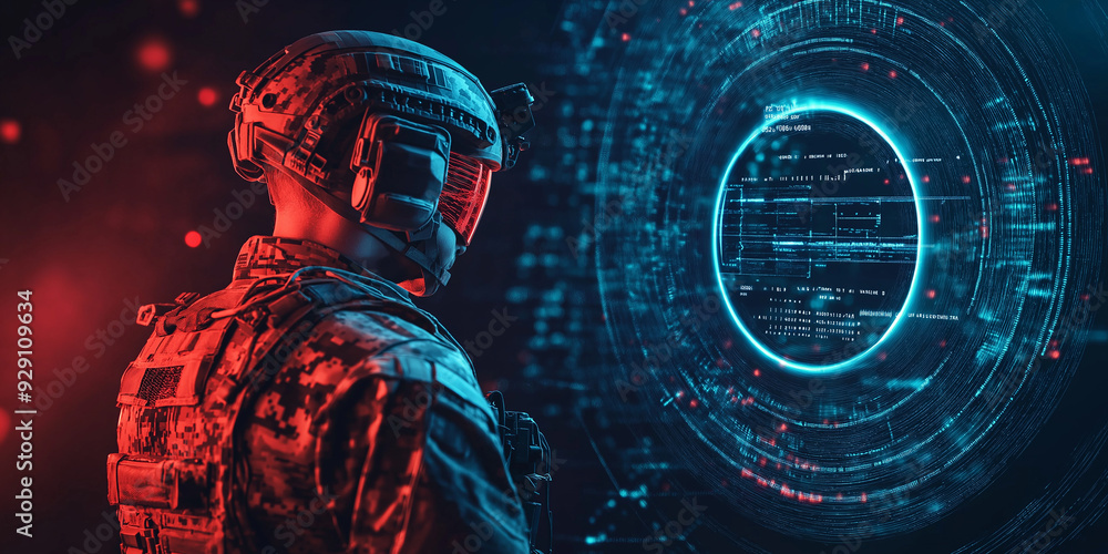 Futuristic Soldier in Combat Gear. A soldier in advanced combat armor ...