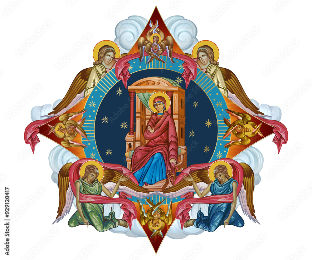 Annunciation to the Blessed Virgin Mary. Bright religious dome with ...