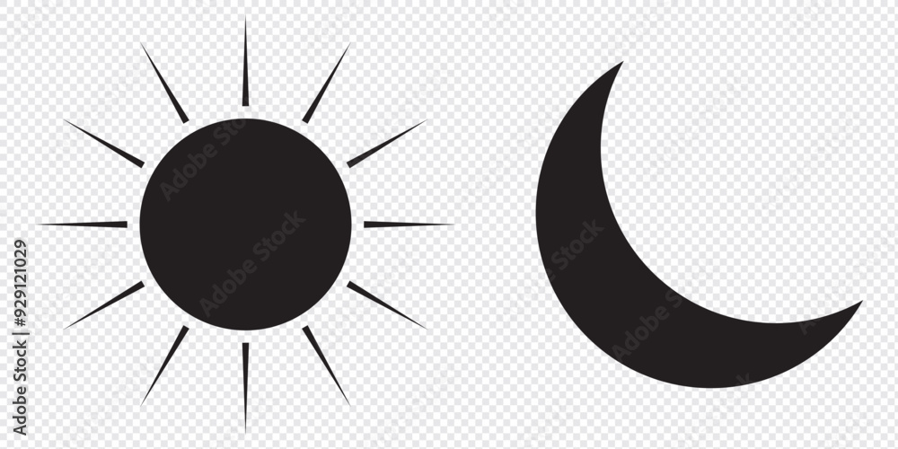 Sun and moon outline icon. Dark and light theme for app concept. Web ui ...