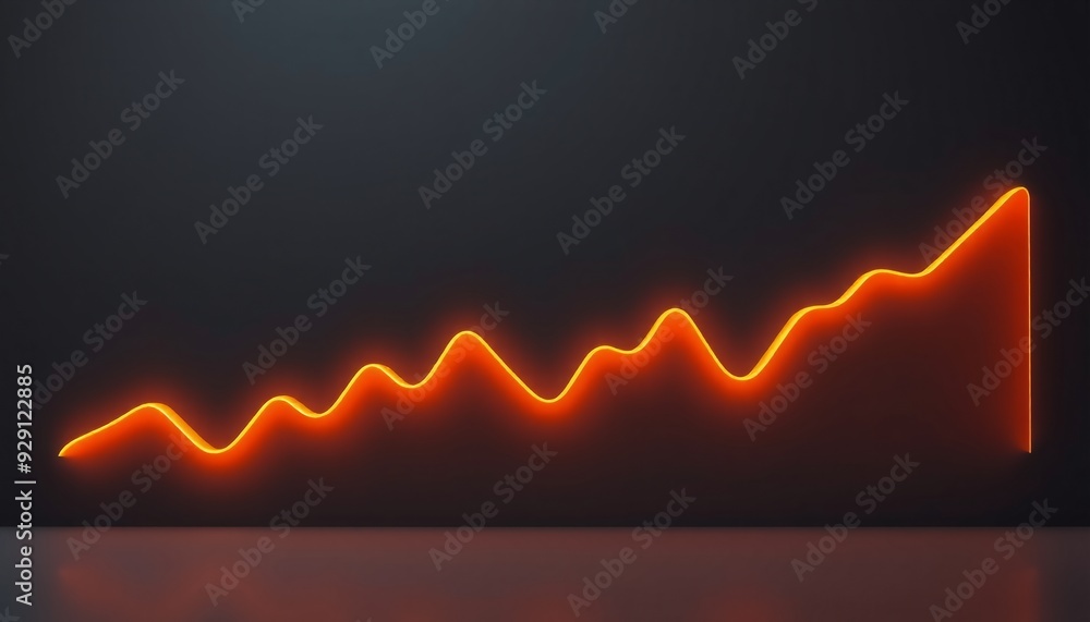 Dark minimalist background with a 3D line graph featuring glowing ...