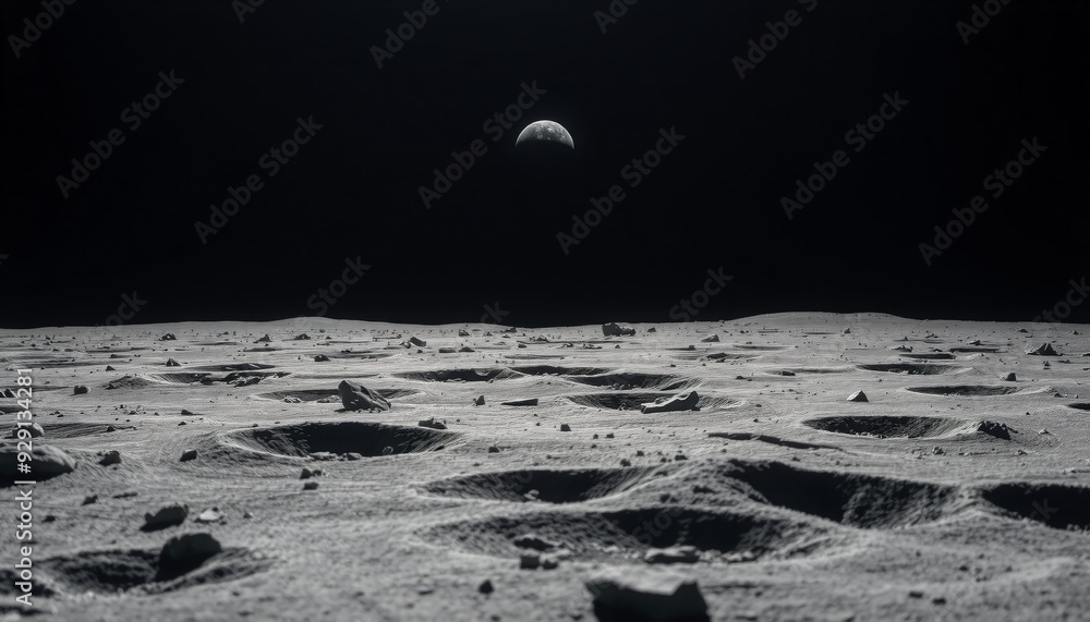 moons pitted surface with rocky formations and fine dust earth a ...