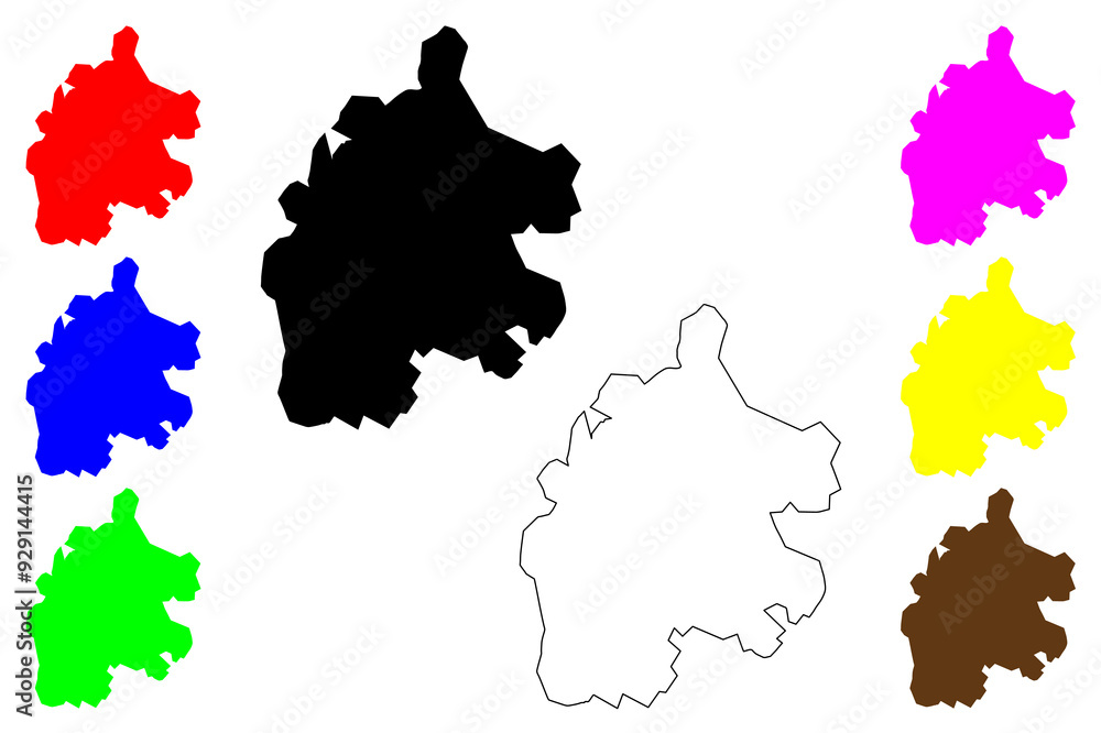 Meerut City (Republic of India, Uttar Pradesh State) map vector ...