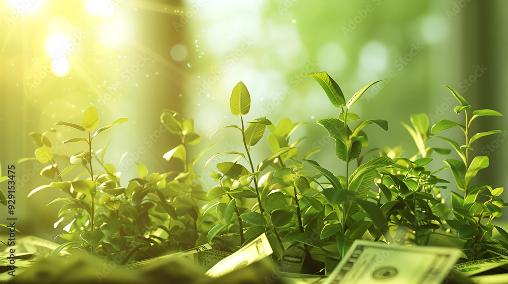 Agricultural field with money in the form of dollar bills. agricultural ...