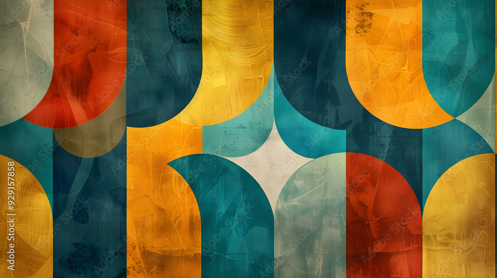 Vintage Geometric Retro Wallpaper Design with Mid-Century Modern ...