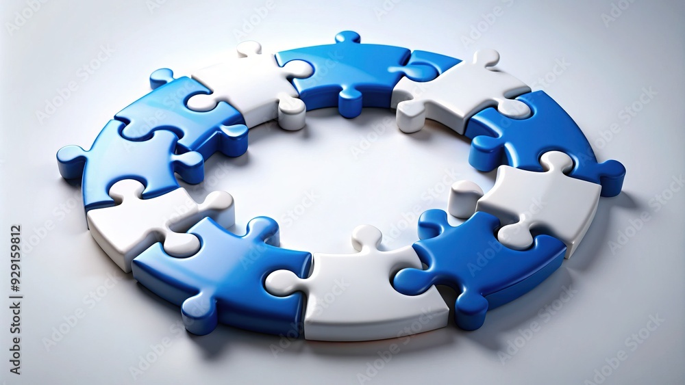 Stylized interconnected puzzle pieces forming a circle, symbolizing ...