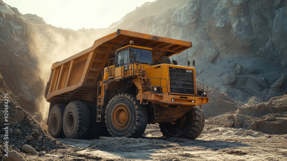large mining truck working in a mine, quarry, pit, minerals, coal ...