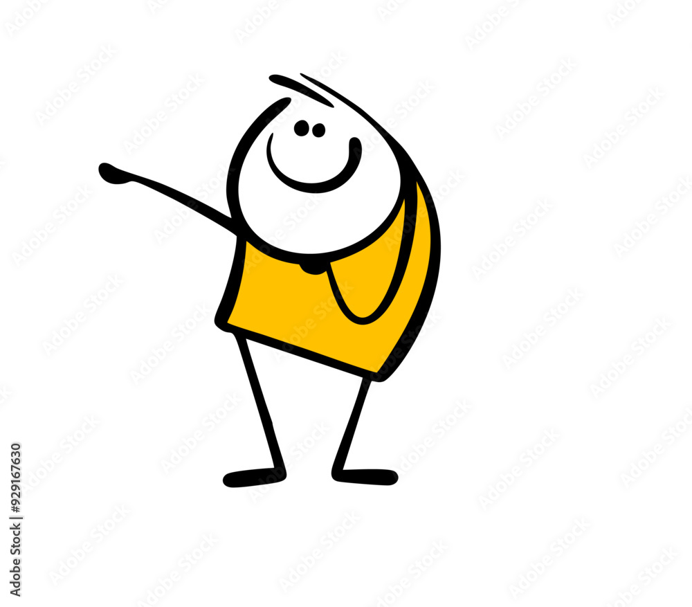 Stickman in yellow clothes has reached out and is holding an empty seat ...