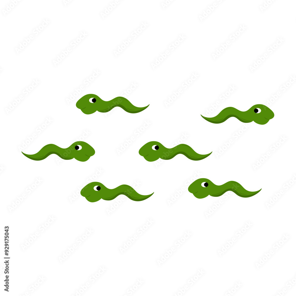 Vector Illustration Swimming tadpoles A small creature that has a long ...