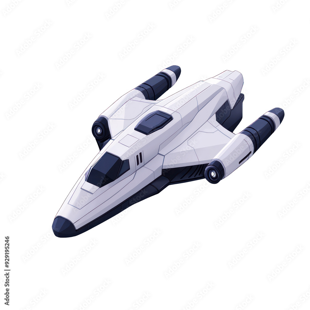 Stylish futuristic spaceship with sleek design and powerful engines ...