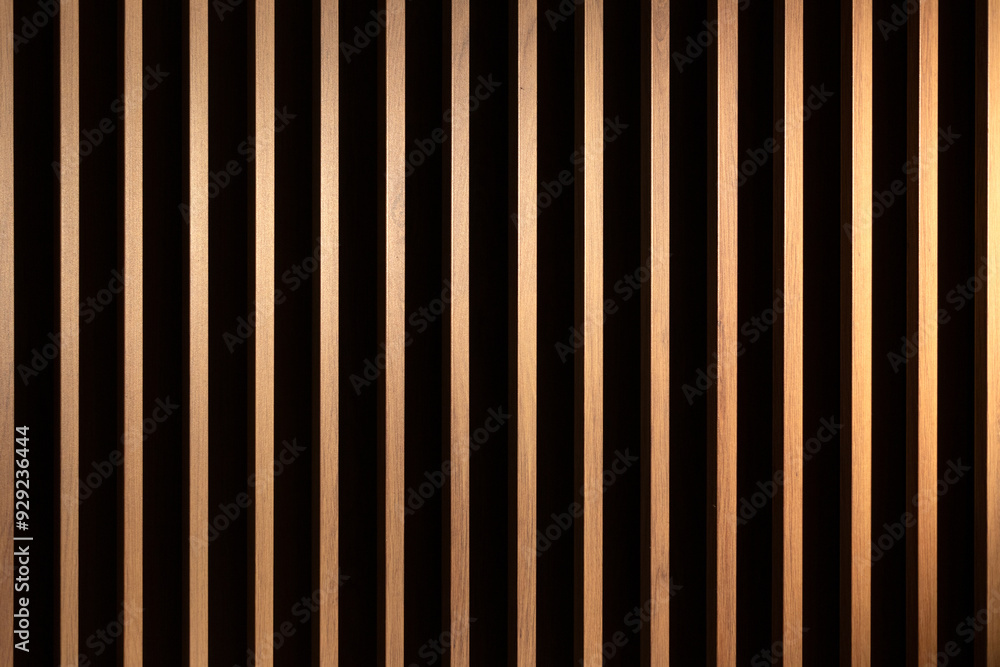 Abstract view of vertical dark and light wooden slats for use as ...