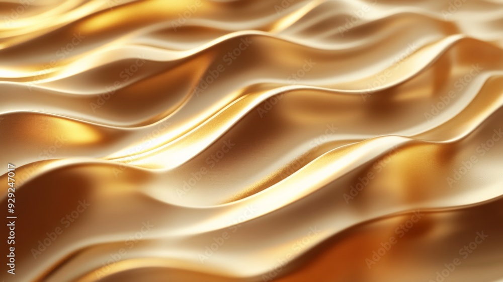 Golden plate texture with a wavy, undulating surface, with light and ...