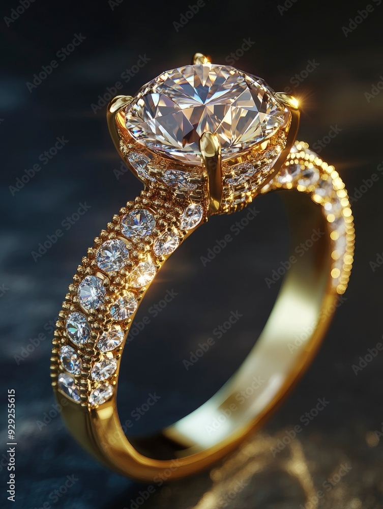 Gold engagement ring with large gemstones. on input box background with ...