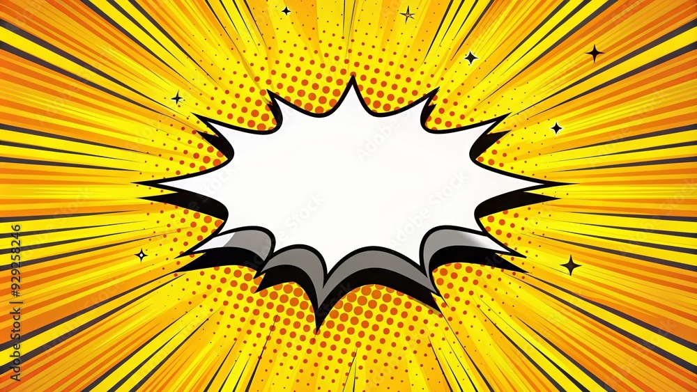 Vibrant yellow speech bubble with bold black outline and white interior ...