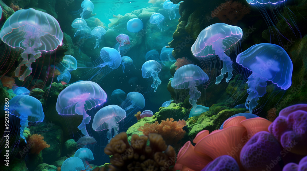 Ethereal Dance of Jellyfish: A mesmerizing underwater spectacle of ...