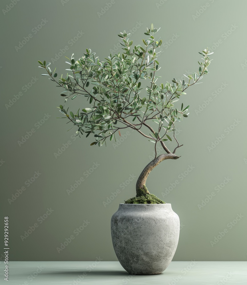 Stylish Indoor Olive Tree in Concrete Pot - Natural Green Foliage for ...