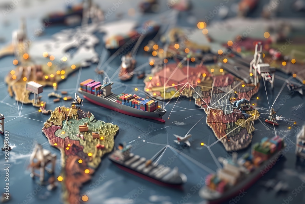 An intricate network of global supply chains visualized through a 3D ...
