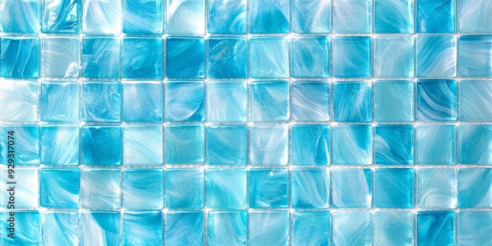 This stunning mosaic features blue and aqua shades that resemble ocean waves, enhancing any ...