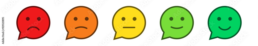 Feedback emoticons speech bubble emojis. Smiley icon set , happy ...