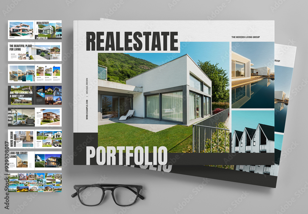 Real Estate Portfolio Layout Stock Template | Adobe Stock