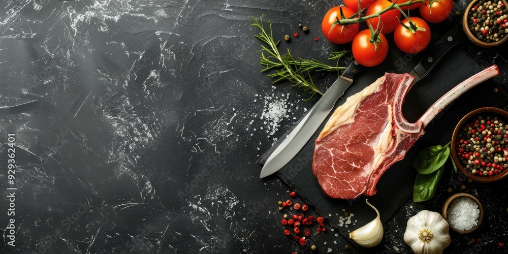 Raw Black Angus Tomahawk Steak or Spencer Steak Cut with an American ...