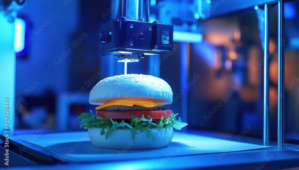 A 3D printer creates a cheeseburger, a burger made using advanced ...
