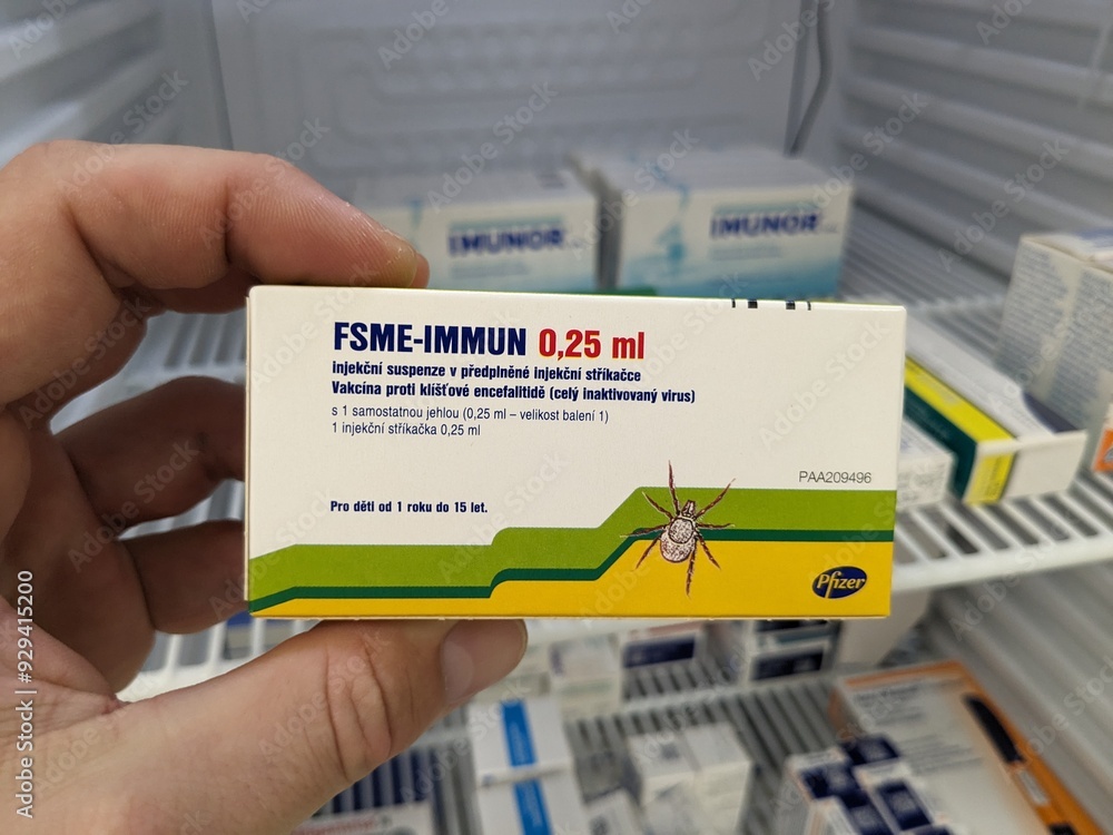 Prague, Czech Republic-August 16 2024:FSME IMMUN box with Tick-Borne ...