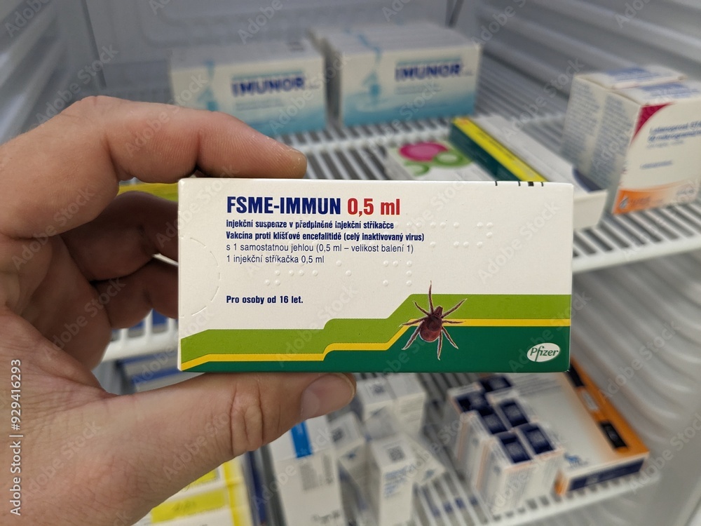 Prague, Czech Republic-August 16 2024:FSME IMMUN box with Tick-Borne ...