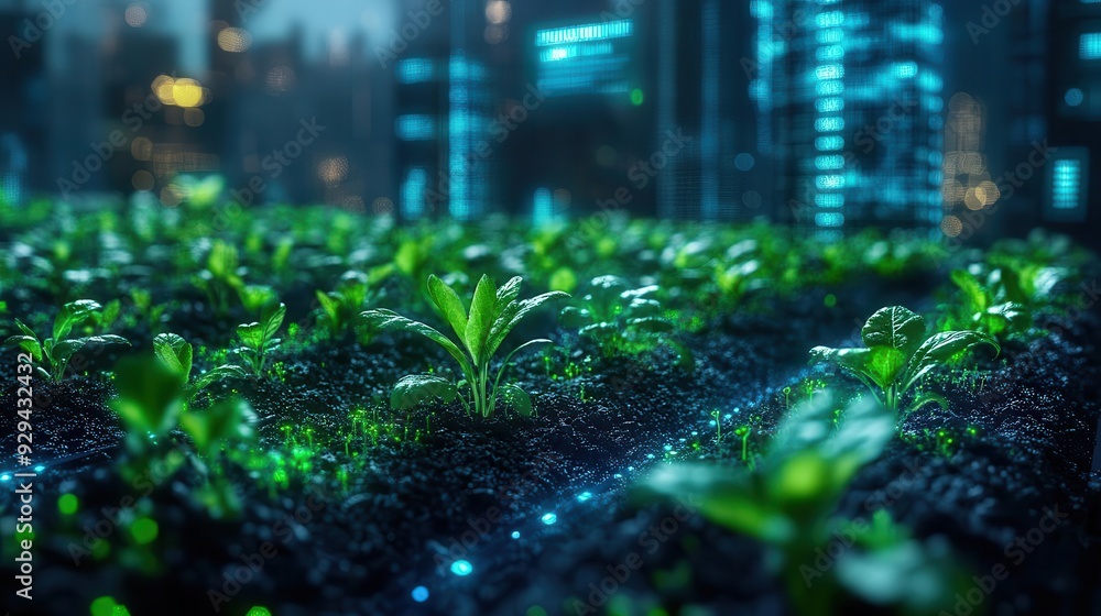 futuristic farming scene blending nature and technology featuring ...
