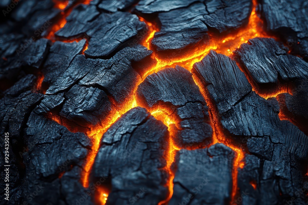 glowing embers texture closeup of charred wood with fiery veins rich ...