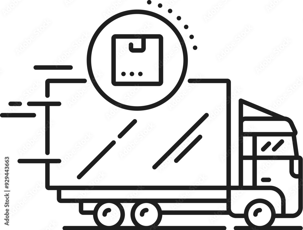 Delivery by truck line icon, logistics and shipping cargo service of ...