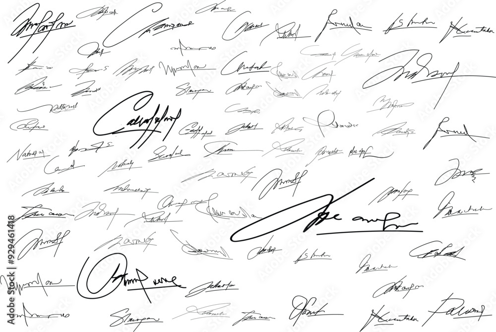 Autographs handwritten pen signatures for digital documents. Hand ...