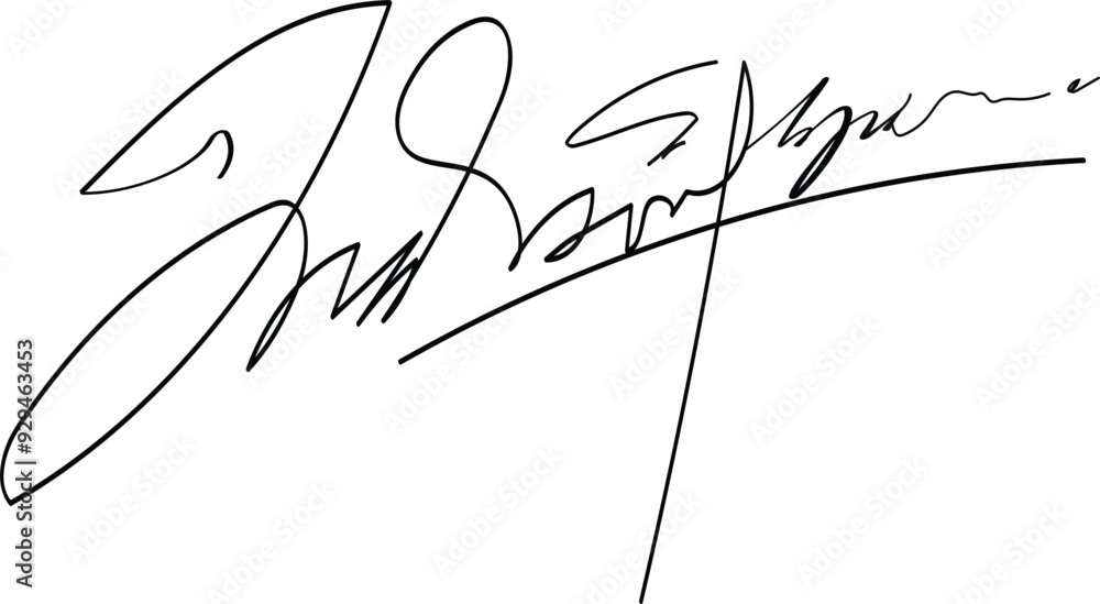 Hand written signature. Different example signatures isolated in white ...