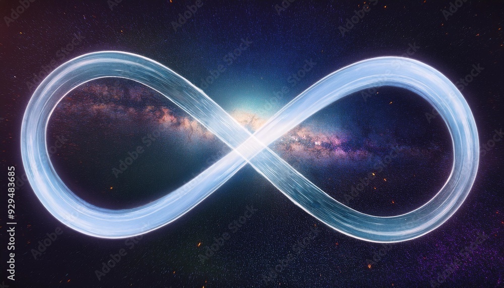 infinity symbol in space formed by a nebula zoom starfield Stock Photo ...