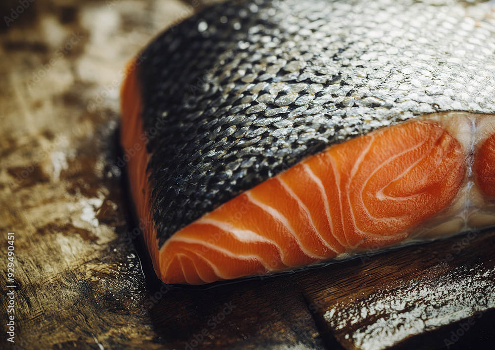 Scottish salmon fillet garnished, showcasing rich buttery texture ...