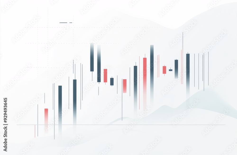 Clean stock market candlestick chart background in flat grey color ...
