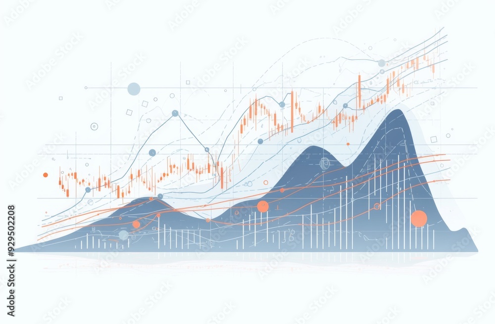 Poster gray background with stock market chart, line graph, and ...