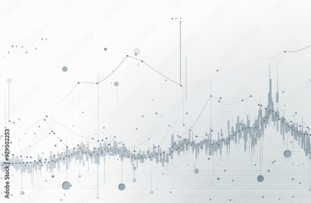 gray background with stock market chart, line graph, and connecting ...