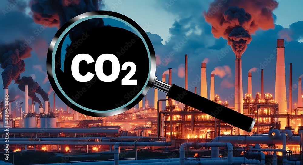 An image depicting the concept of CO2 emissions and carbon footprint ...