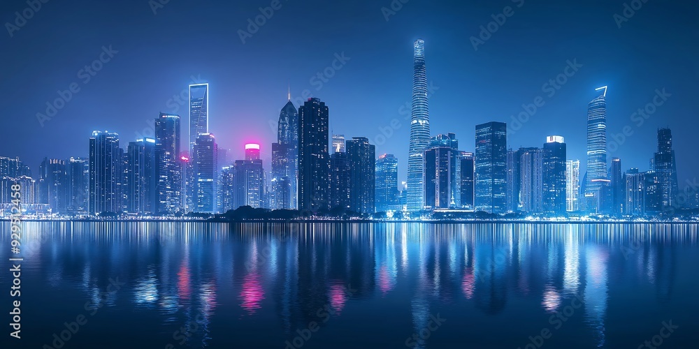 country skyline at night, Stunning City Skyline at Night with ...