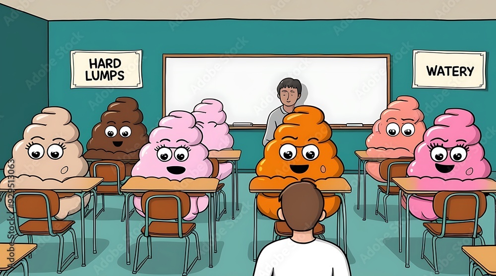 An informative Bristol stool chart concept illustrating the various ...