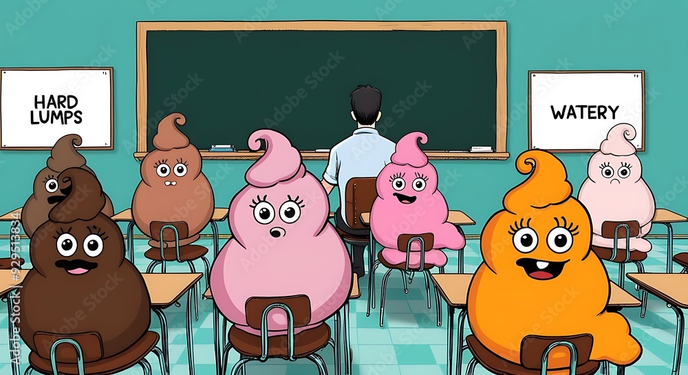 An informative Bristol stool chart concept illustrating the various ...