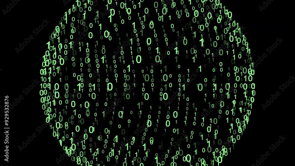 Futuristic Globe Earth Rotation With Binary Code Animation In Digital Cyberspace Video Animated ...