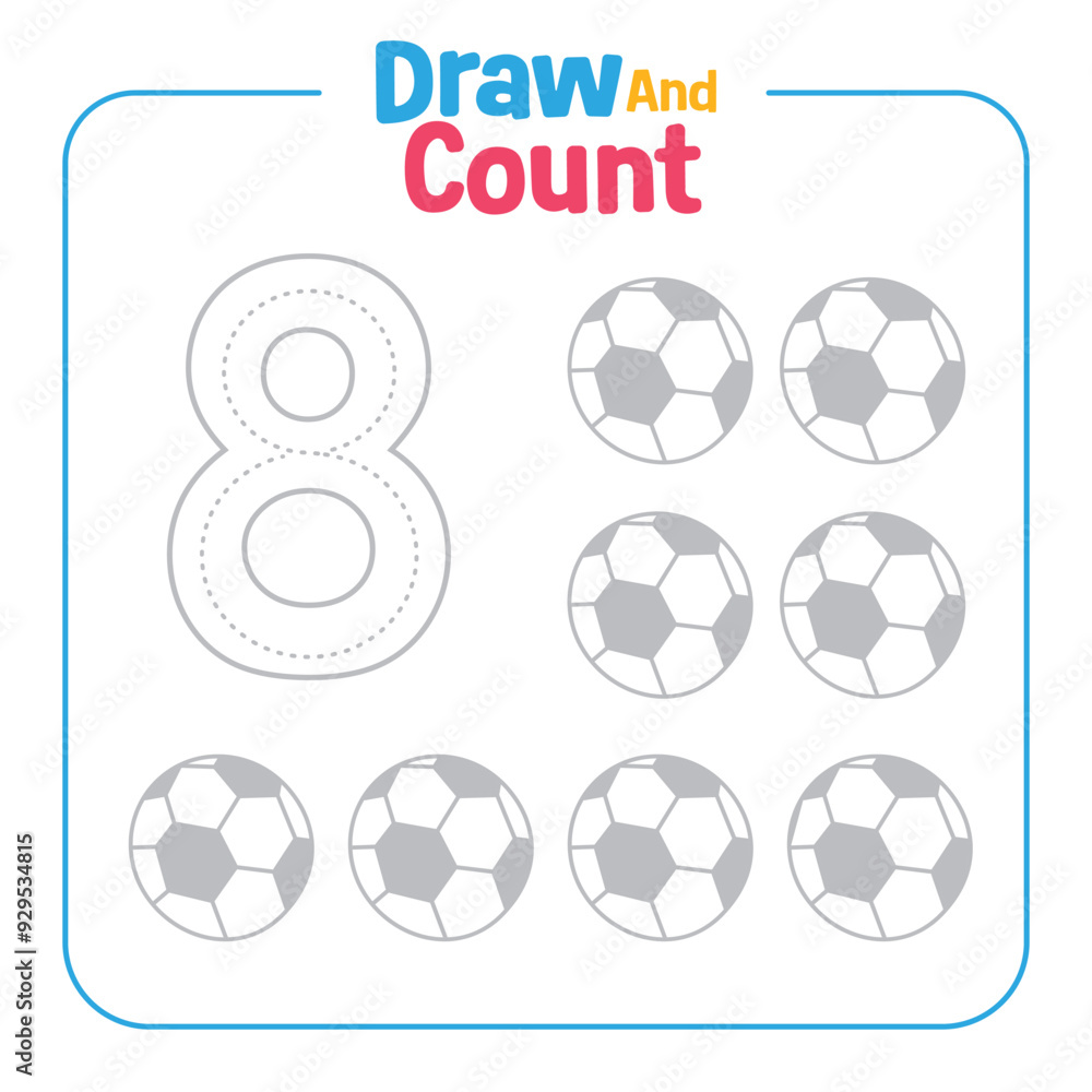 Draw and count worksheets for preschoolers and nursery students Stock ...