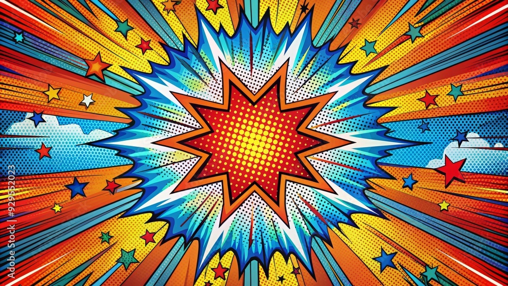 Vibrant comic book-inspired background featuring a dynamic explosion ...