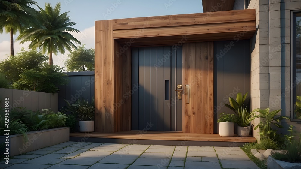 A modern creative door design of a small house exterior design with ...