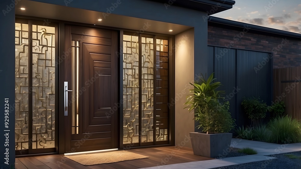 A modern creative door design of a small house exterior design with ...