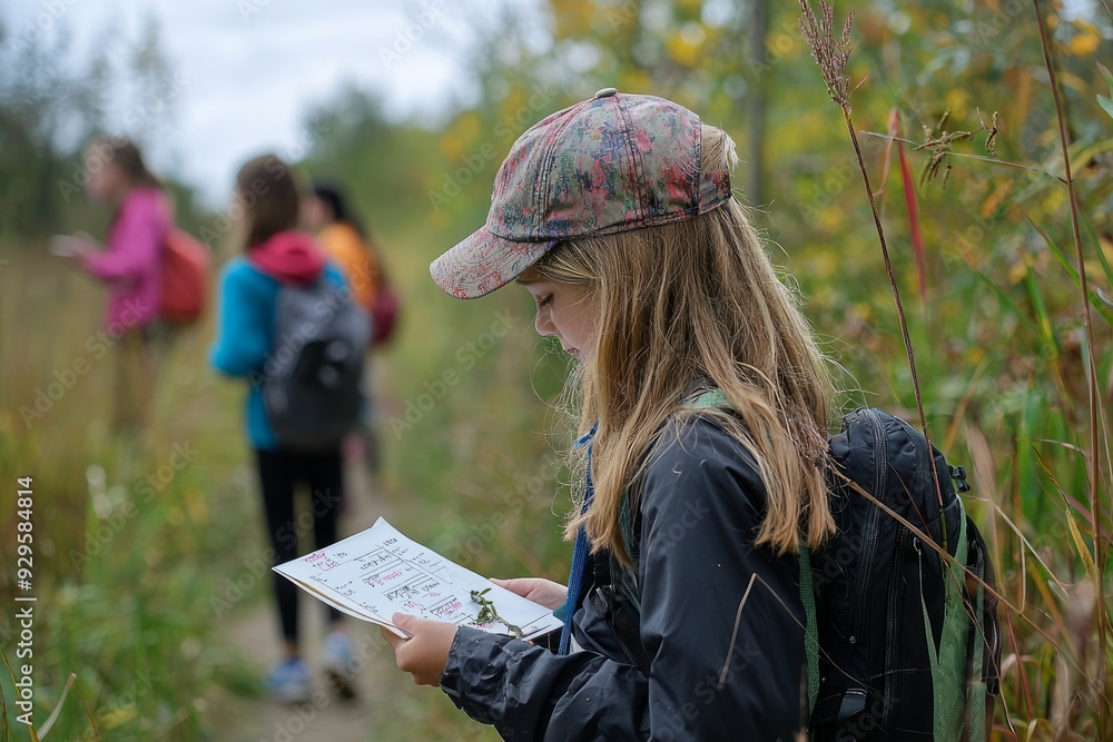 Students on a nature hike, observing wildlife and collecting samples ...