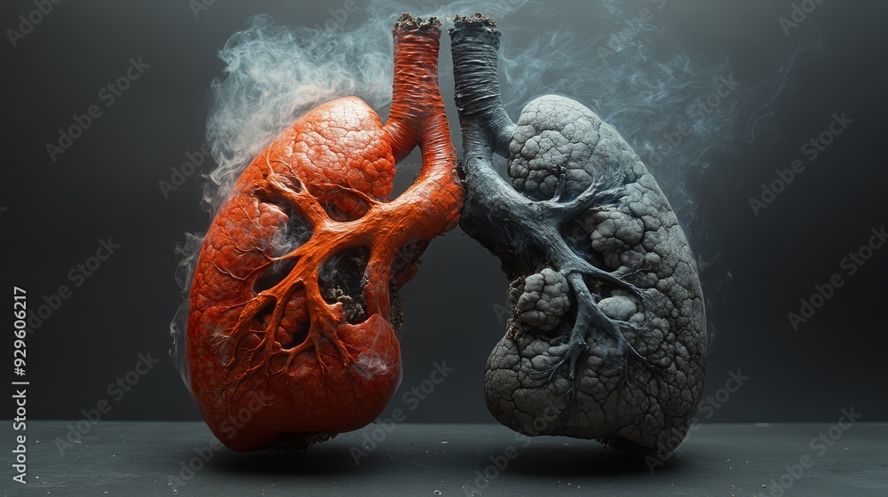 Comparison of healthy lungs vs lungs damaged by sm 0144 dragon, fire ...