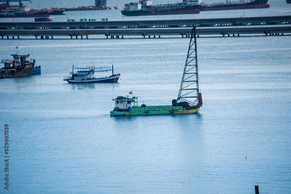Logistic shipping quay boat Engineering crane depot at logistic export ...